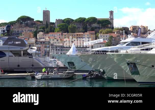 Cannes, France - July 2, 2025: Distant view from the Old Port of a ...
