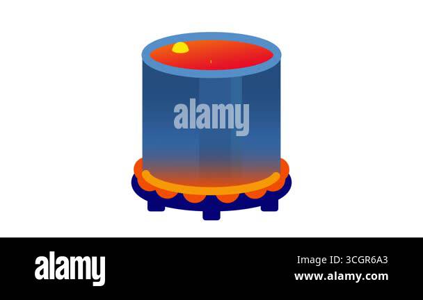 A minimal animated container placed on heat, symbolizing energy ...