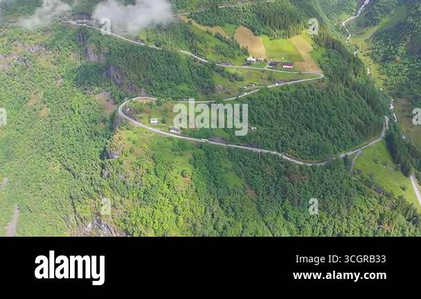 Scenic view of Geirangerfjord at Ornesvingen Viewpoint in Geiranger ...