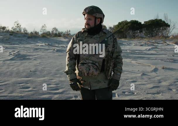 Soldier Having a Military Operation Near The Sea Stock Video Footage ...