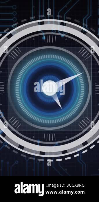 Animation of clock, scope scanning and data processing. Global ...