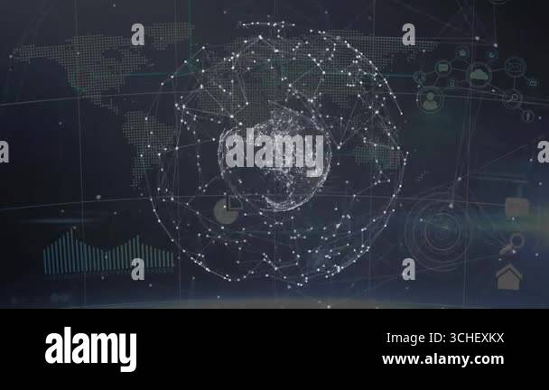 Receiving data packet initiating globe rotating showing world map ...