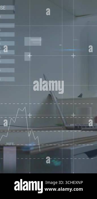 Animation of statistics and data processing over businessman using ...