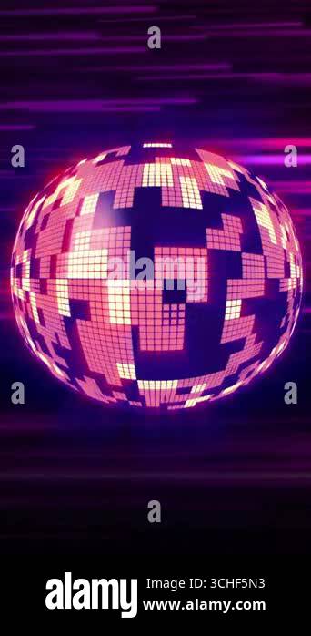 Animation of mirror ball spinning and glowing light trails moving over ...