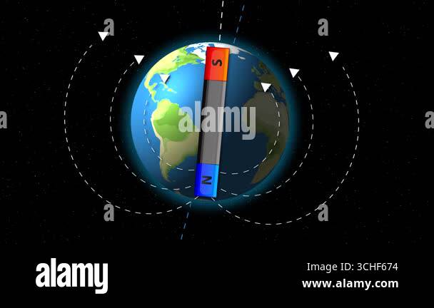Animation showing Earth's magnetic field and polarity reversal Stock ...