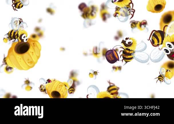 Animated bees buzzing around cartoon Stock Videos & Footage - HD and 4K ...