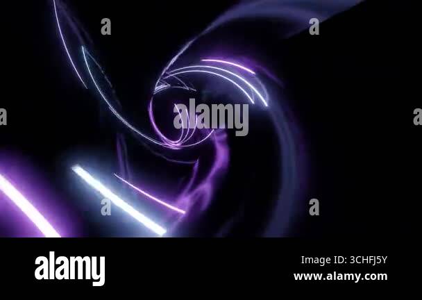 looping animation of Abstract neon light trails in a dark tunnel ...