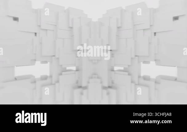 looping animation of Abstract 3D geometric structure with white rectangular blocks Stock Video ...