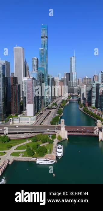 Experience stunning drone views of Chicago, highlighting its iconic ...