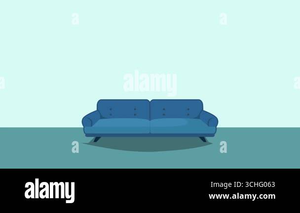 living room interior cartoon animation background video . furniture 2d ...