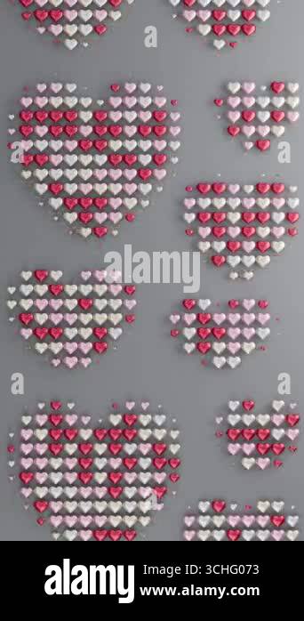 Abstract 3D Hearts Forming and Fusing on a Clean Background. Looping ...