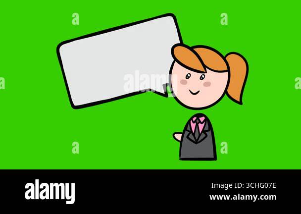 Cartoon Businesswoman Assistant Pointing At Textbox Animation Stock ...