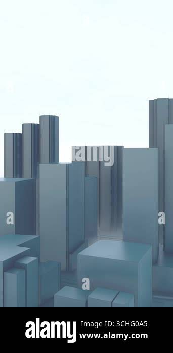 Vertical shot of abstract cityscape with futuristic high rise buildings ...