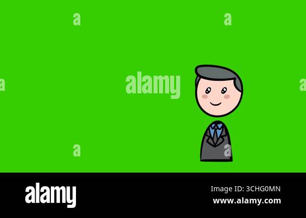Male assistant explaining with textbox cartoon animation Stock Video ...