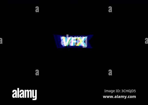 Starting with black void, animated VFX logo glitching in void, with ...