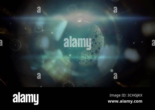 Lens flare sweeping, initiating sphere rotating revealing textures and ...