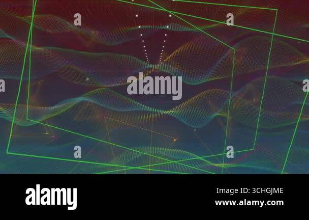 Unfolding on 3D stage showing cube, waveforms shifting, dots rising and ...