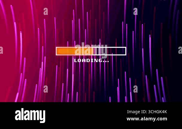 Filling loading bar with orange fill in neon backdrop, with cursor ...