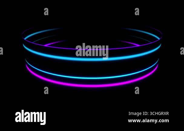 Dynamic neon light lines with glowing blue flares and energy beams. Futuristic motion streaks ...