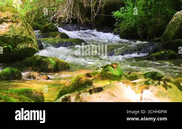 A 20-second still video of the Aude River in the Axat Valley. Water ...