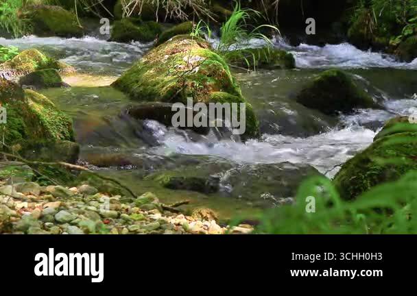 A 20-second still video of the Aude River in the Axat Valley. Water ...
