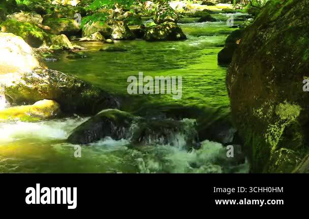 A 20-second still video of the Aude River in the Axat Valley. Water ...