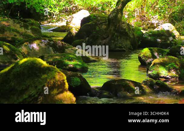 A 20-second still video of the Aude River in the Axat Valley. Water ...