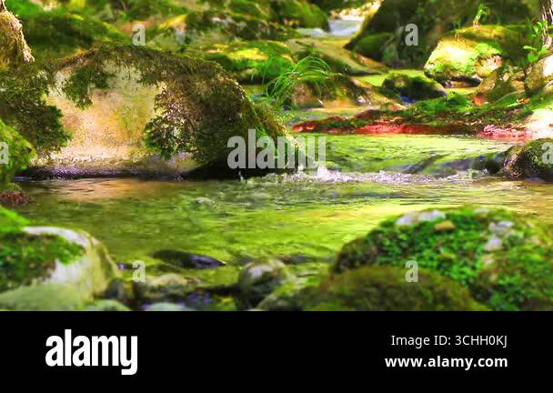 A 20-second still video of the Aude River in the Axat Valley. Water ...