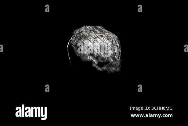 4k Resolution Video: Space Object Concept. Detailed Rocky Asteroid ...