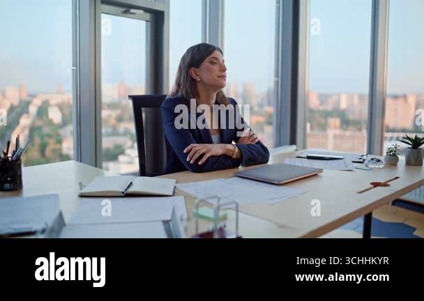 Unmotivated manager sitting workspace thinking on hard business issues ...