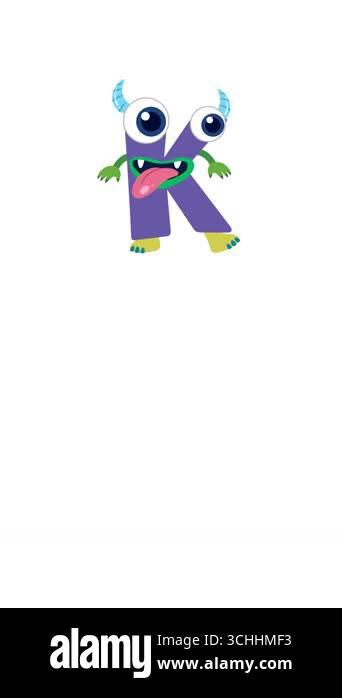 Playful animation of letter K transforming into a character with a kite ...