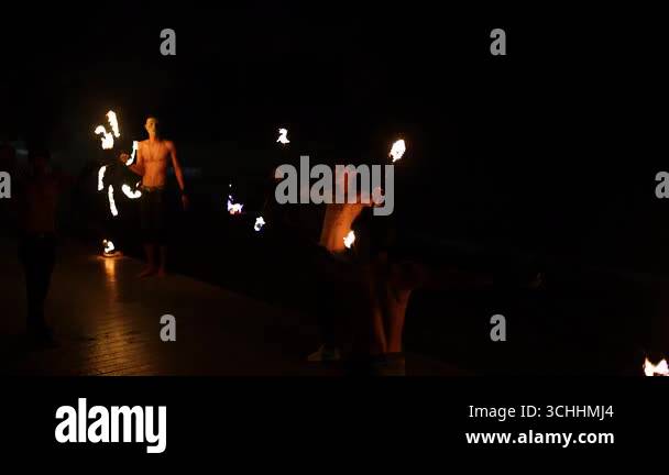 Dazzling fire dance on Krabi beach Stock Video Footage - Alamy