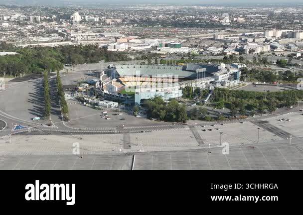 East Los Angeles and Dodger Stadium Aerial Shot Orbit L Stock Video ...