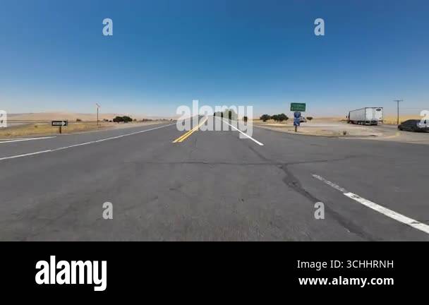 Central California Gustine Freeway Ramp 5 South 01 Front View Driving ...