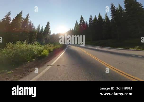 Mt Shasta Sunset Everitt Memorial Highway South 04 Rear View Driving ...