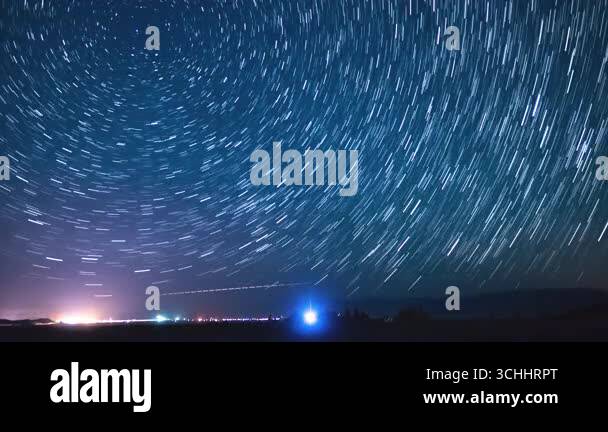 Star Trails of Milky Way Galaxy Rise in North Sky at 24mm Over CIty ...