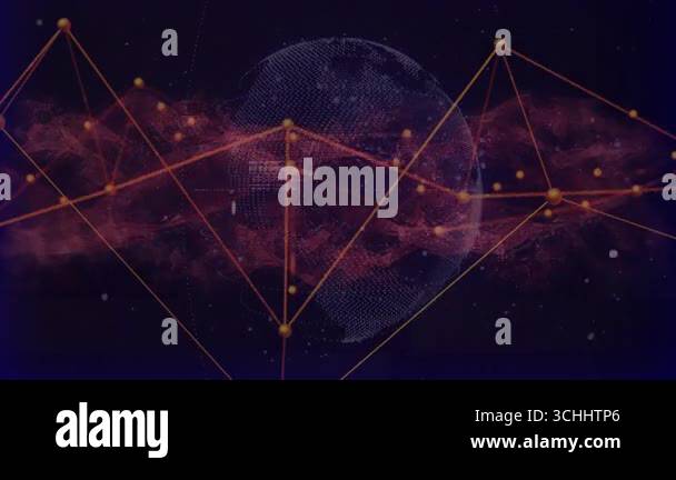 Opening Starfield Globe Hovering Network Pulsing Red Stream Flowing Code Scrolling For Viewing