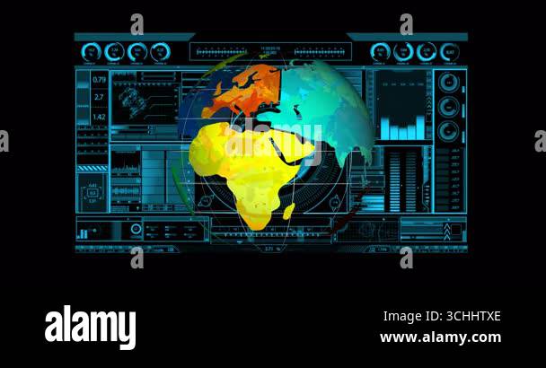 When dashboard triggers data scan, 3D globe rotating toward Oceania while gauges updating live ...