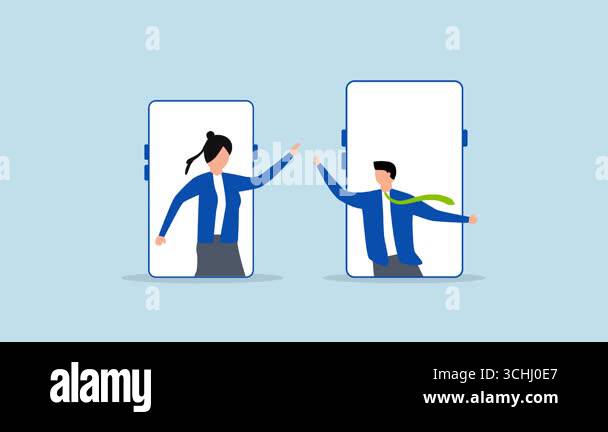 Virtual hi five for success collaboration, 4k animation of Online video ...