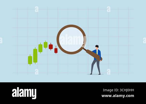 Stock market graph analysis, 4k animation of businessman investor ...