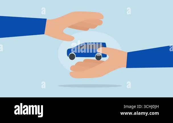 4k animation of Businessman hand softly resting on car serves as a ...