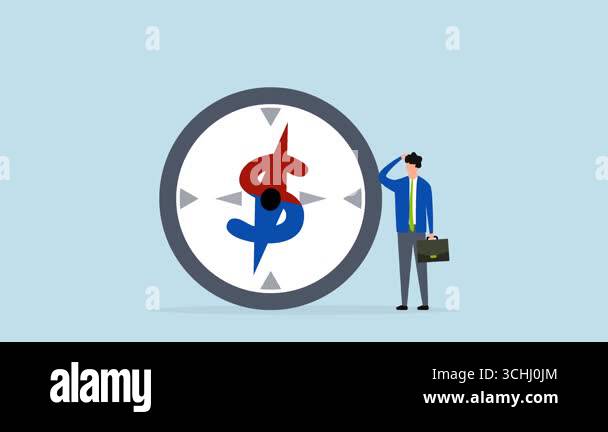 Economic direction or investment trend, 4k animation of Businessman ...