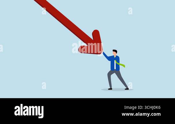 Resilience to survive investment crash, 4k animation of businessman ...