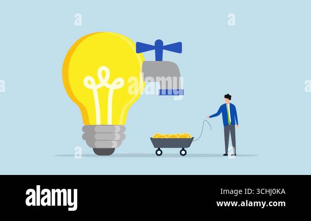 4k animation of Businessmen receive income from the steady stream of ...