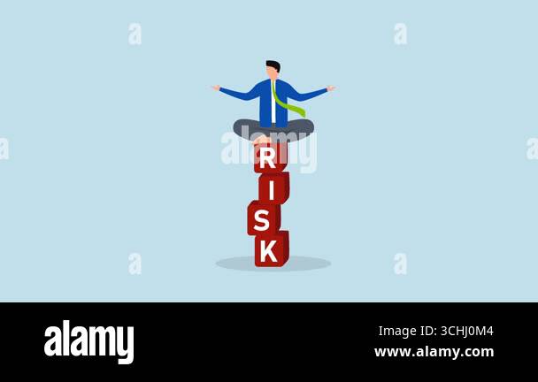 Risk management, 4k animation of businessman investor calmly focuses on ...