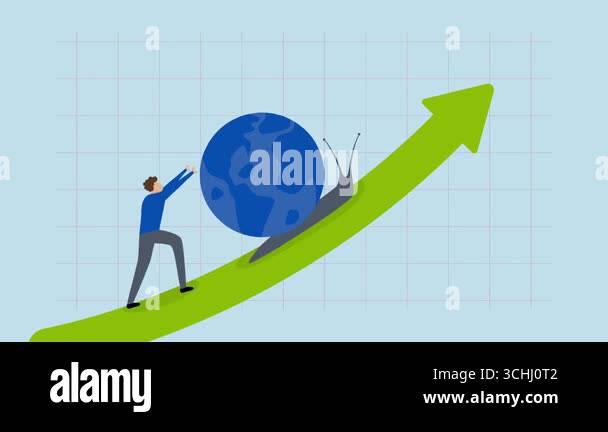 Global economic slowdown, 4k animation of businessman is using a slow ...