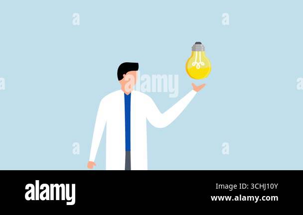 Experiment new creative idea, 4k animation of entrepreneur testing ...