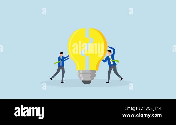 Teamwork, 4k animation of businessman collaborators associate link idea ...