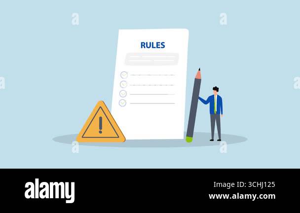 Rules and regulations, 4k animation of entrepreneur completes drafting ...