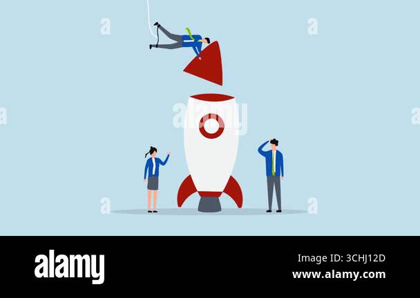 Build startup company, 4k animation of Innovative businessman and woman ...